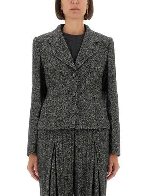 Dolce & Gabbana Dolce & Gabbana Women Single-Breasted Jacket In Wool Blend Dot Gray