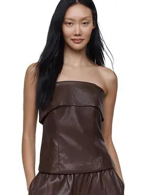 AVEC LES FILLES Faux Leather Strapless Top