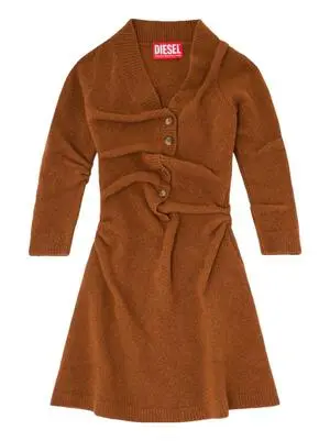 DIESEL® Button Detailed V-neck Cardigan - Brown