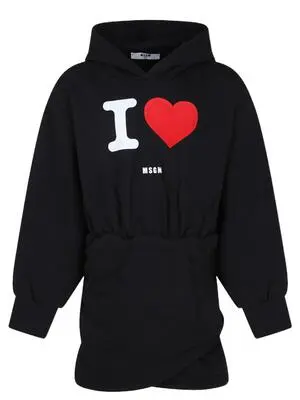 MSGM Logo-print Hooded Dress - Black