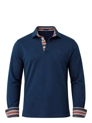 KOY CLOTHING Navy Long Sleeved Polo - Blue