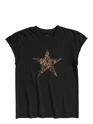 OTHER UK Leopard Star Rocker Tee - Aged - Women Black