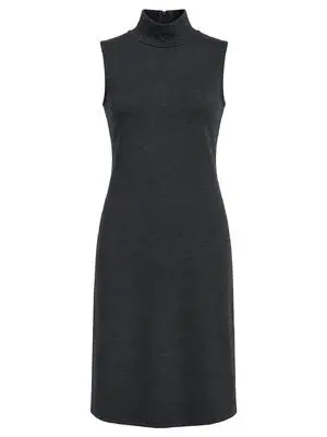 CONQUISTA Charcoal Sleeveless High-neck Fitted Dress
