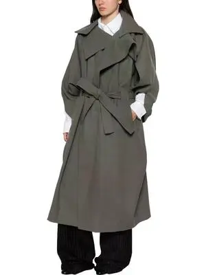 Issey Miyake Belted Oversized-collar Coat - Grey