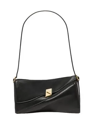 Kate Spade New York Deco Smooth Leather Twisted Flap Shoulder Bag - Black