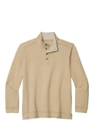 Tommy Bahama Camino Bluff Button Mock Neck Pullover - Stone Khaki Heather