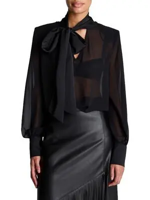 KENNETH COLE COLLECTION Tie Neck Chiffon Top