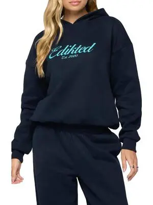EDIKTED Miss Graphic Hoodie - Navy
