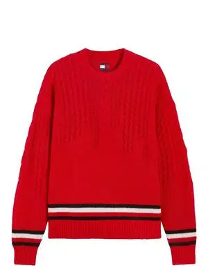 Tommy Hilfiger Cable-knit Striped Sweater - Red