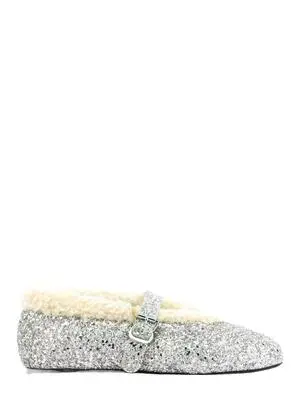TORAL SHOES Glitter-effect Buckle-fastening Ballet Flats