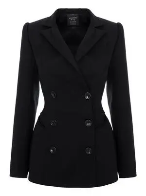 AVENUE N°29 Hourglass Double Breasted Wool Blazer - Black