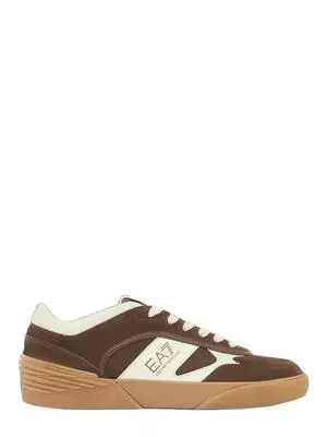 EA7 Contrasting-panel Leather Sneakers