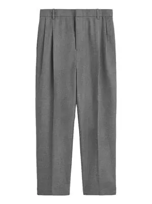 Cos Pleated Wool Relaxed-fit Straight-leg Pants - Gray