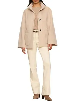 Sanctuary Belted Brushed Coat - Bone