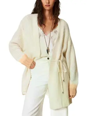 TWINSET Myfo Two-tone Wool Blend Cardigan - Neutrals