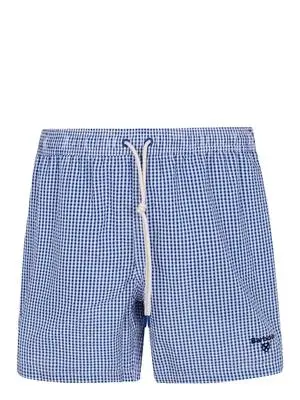 Barbour Gingham-check Seersucker Swim Shorts - Blue