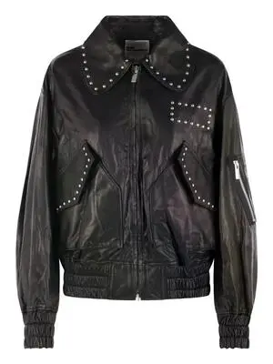 Noir Kei Ninomiya Stud-embellished Leather Jacket - Black