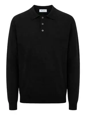 THE PULL Long-sleeve Polo-collar Sweater - Black