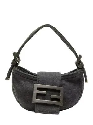 Fendi 2000-2010 Mini Wool Croissant Handbag - Grey