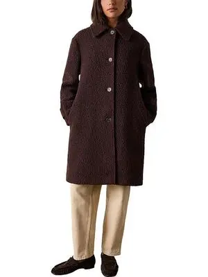 Whistles Wool Blend Boucle Car Coat - Brown