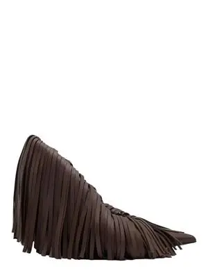 GIA BORGHINI Fringe Leather Pointed-toe Mule - Brown
