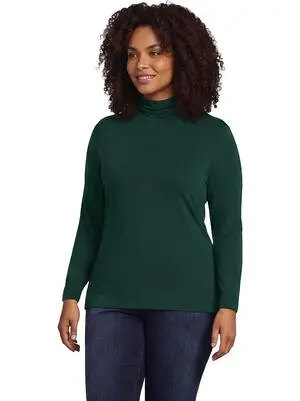 LANDS' END Lightweight Jersey Long Sleeve Turtleneck - Pine