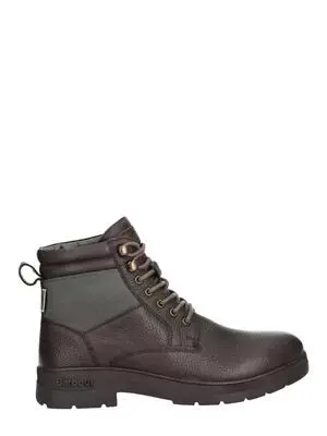 Barbour Eslington Grained Leather Panelled Boots Brown