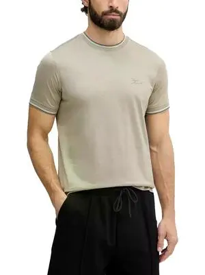 Karl Lagerfeld Logo-embroidered Tipped-trim T-shirt - Neutrals