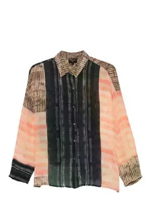 YAVI Patchwork-print Button-down Shirt