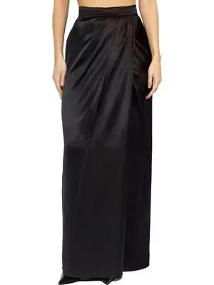 MAX MARA Long Silk Satin Skirt - Dark Grey