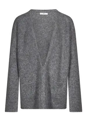 R2W Otis Plunging V-neck Knitted Sweater - Grey