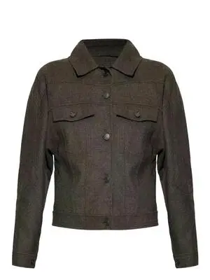 Max Mara Felted Wool Trucker Jacket Grey - Brown