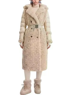 Rudsak Noelle Faux-fur Quilted-panel Coat - Neutrals