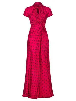 Saloni Kelly Polka-dot Jacquard Maxi Dress - Red