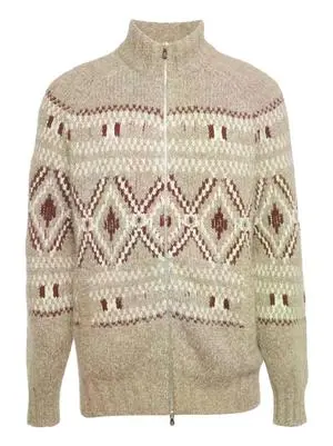 Brunello Cucinelli Fair Isle Zip-up Cardigan - Neutrals