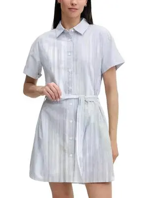 HELLY HANSEN Striped Belted Shirt Mini Dress