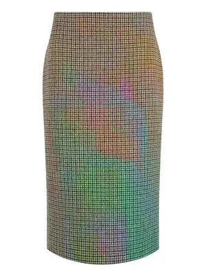 P.a.r.o.s.h Houndstooth-pattern Pencil Midi Skirt - Brown