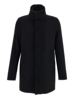 Herno Cappotto In Lana Con Eco Pelliccia - Nero