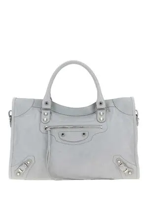 Balenciaga Light Grey Leather Medium Le City Handbag - Gray
