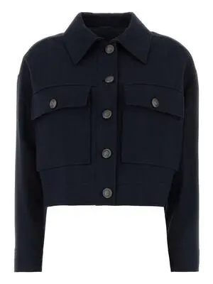 Brunello Cucinelli Navy Stretch Wool Blazer - Blue