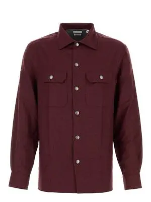 Brunello Cucinelli Brunello Cucinelli Men Burgundy Flannel Shirt Red
