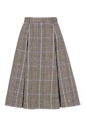 Acne Studios Checked Pleated Wool Midi Skirt - Brown