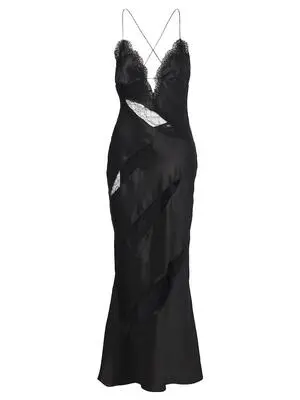Roberto Cavalli Lace-trimmed Silk Satin Slip Dress - Black