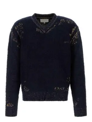 MAISON MARGIELA Navy Cotton Blend Sweater - Blue