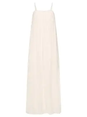 TWP Shirred Linen-blend Column Dress - Ivory