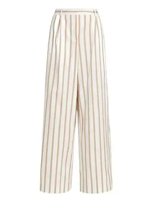 TWP Hudson Striped Cotton Wide-leg Pants - White Khaki