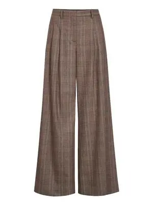 TWP Avery Plaid Wool-blend Pants - Brown Multi