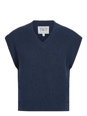 TWP Trying My Vest Cashmere Sweater Vest - Blue Nights