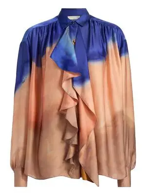 Ulla Johnson Gesture Printed Silk Blouse - Moontide