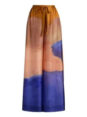 Ulla Johnson Julien Tie-dye Silk Wide-leg Pants - Moontide